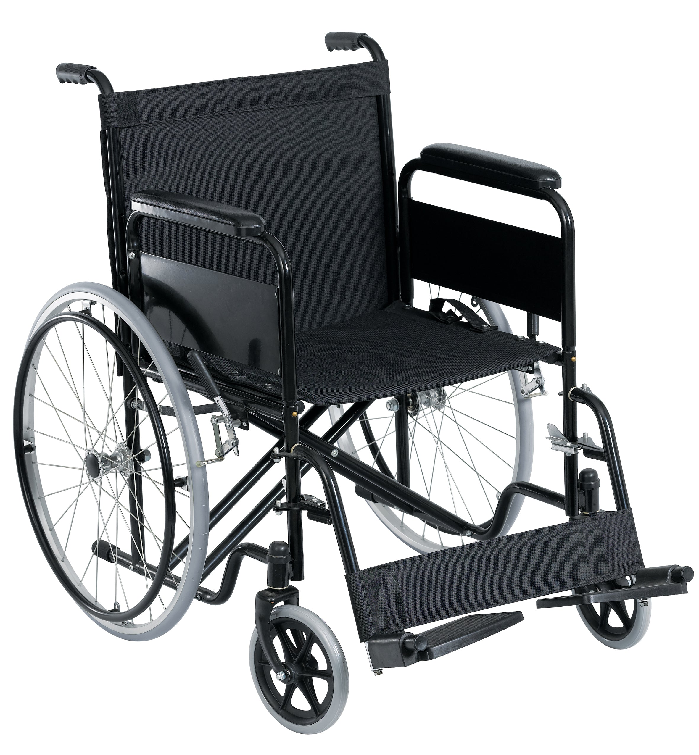 Basic Steel Wheelchair Black for Disabled and Elderly