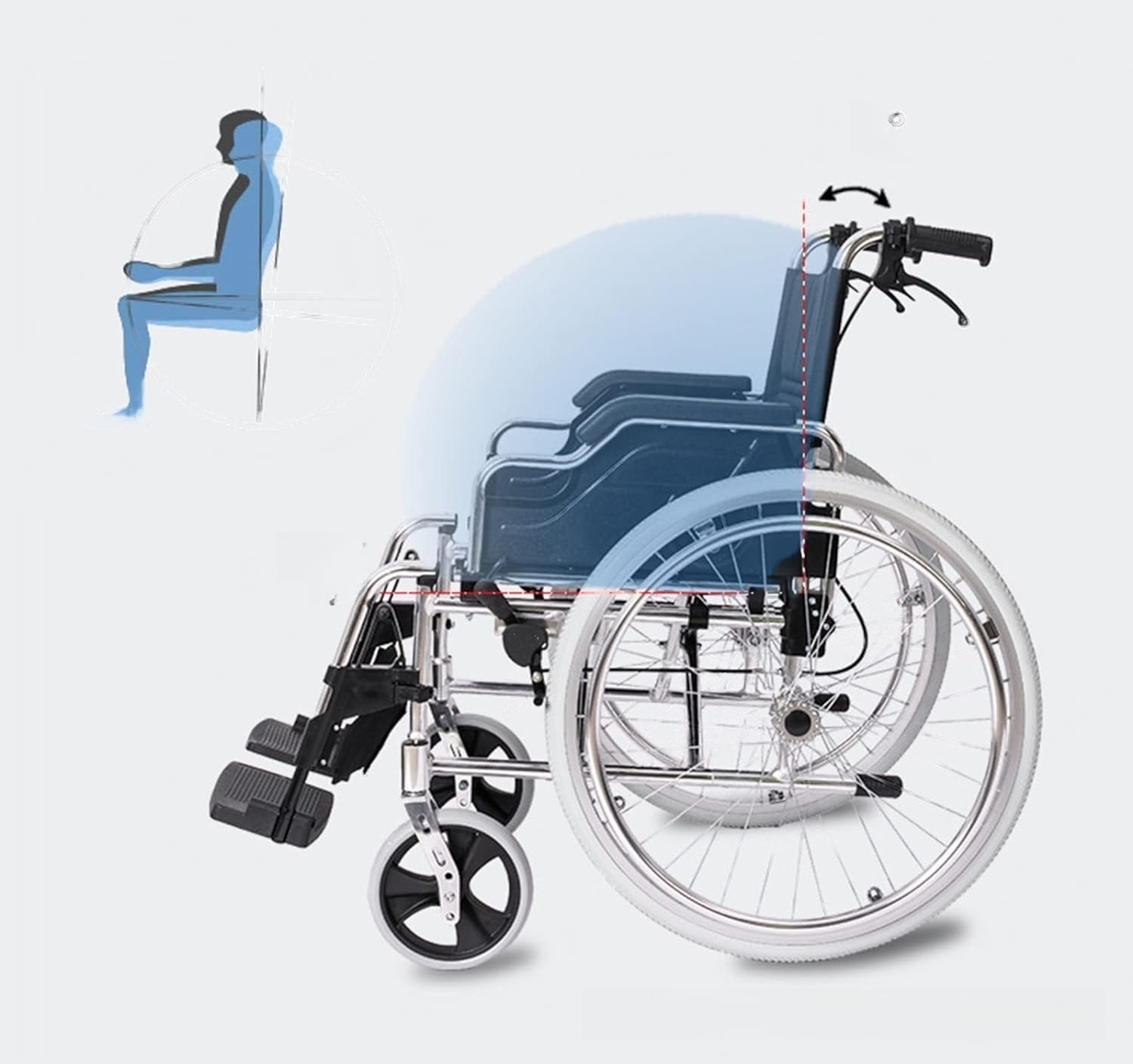 Aluminum Wheelchair Foldable Armrests and Removable Footrests